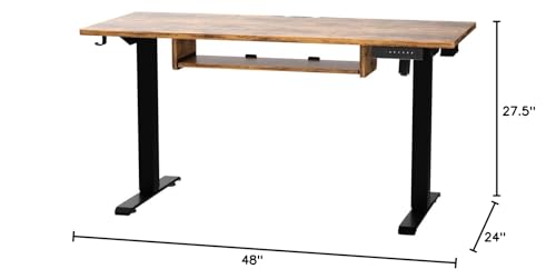 Marsail Standing Desk Adjustable Height with Extra Large Keyboard Tray, Electic Adjustable Desk with 4 Memory Presets Cable Management 2 Storage Hooks, Sit Stand Up Desk for Home Office, 48Inch,Rustic