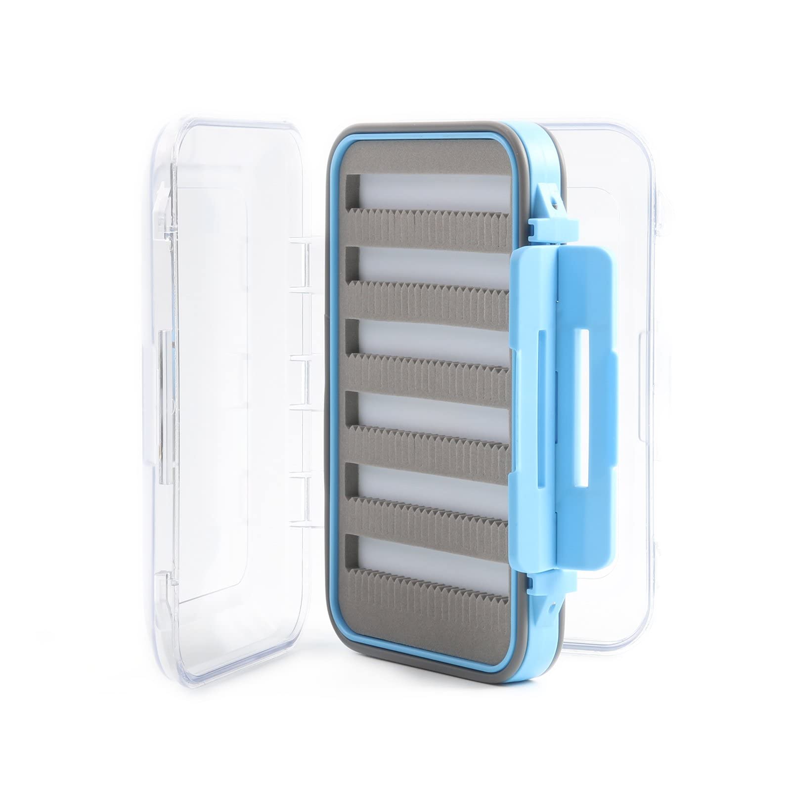 Maxcatch Fly Box Two-sided Waterproof Jig Fly Fishing Box (Blue, Large-5.9''×3.9''×1.7'')