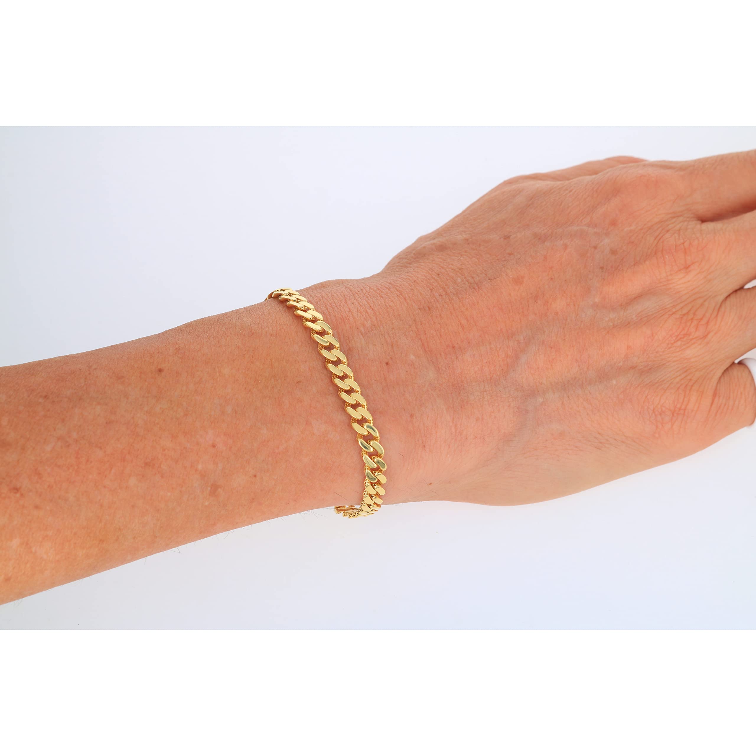 Nuragold 10k Yellow Gold 6mm Royal Monaco Miami Cuban Link Chain Bracelet, Mens Womens Fancy Box Clasp 6" 6.5" 7" 7.5" 8" 8.5" 9"