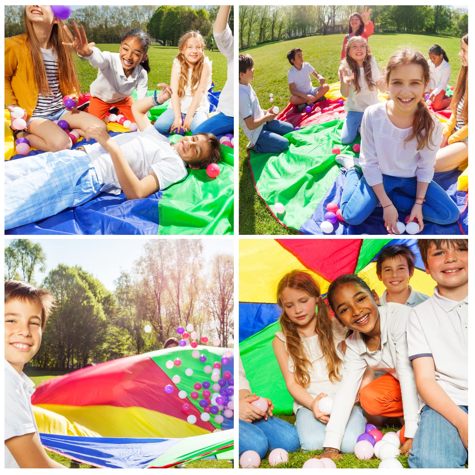 Nvatorfox 10FT Play Parachute, Parachute with Handles Rainbow Parachute Toy (10 FT)