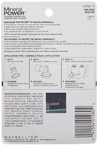 Maybelline New York Mineral Power Powder Foundation, Pure Beige- 0.28 Ounce