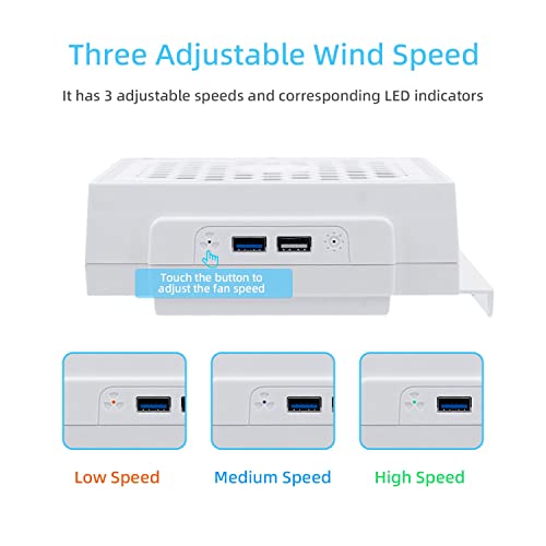 Mcbazel Cooling Fan for Xbox Series S, RGB LED Display, Low Noise, 2 Extra USB Ports, 3 Level Adjustable Speed External Cooler Fan for Xbox Series S Console Only - White
