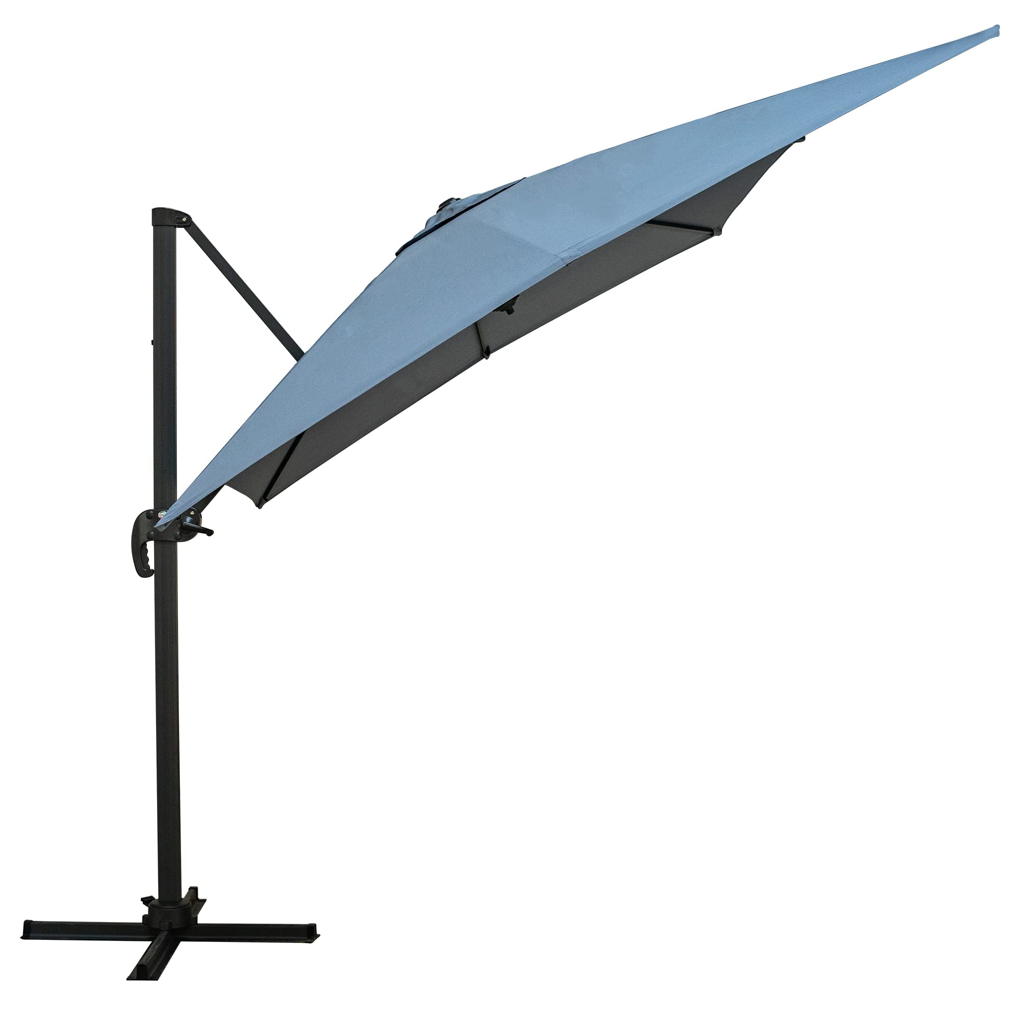 Mapleleaf Rectangular Patio Umbrella 10 Ft Offset Hanging Market Umbrella Cantilever Umbrella 360-Degree Rotatable with Cross Base for Patio Backyard and Swimming Pool（medium gray）