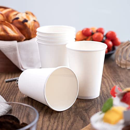 RACETOP Paper Coffee Cups 12 oz [100 pack], Paper Coffee Cups, Disposable Coffee Cups, Ideal for Beverage| Coffee (white, 12oz)