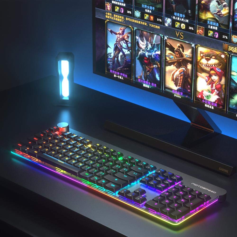 MOTOSPEED 2.4GHz Wireless/USB Wired Mechanical Gaming Keyboard Compact 104 Key RGB LED Backlit + Durable,Ergonomic,Anti-ghosting Mechanical Keyboard for Windows PC Gamers (Blue Switch)
