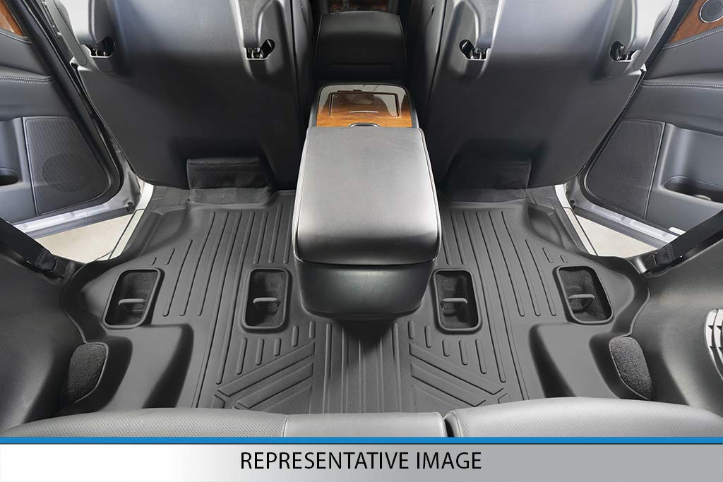 MAXLINER All Weather Custom Fit 3 Row & Cargo Liner Behind The 3rd Row Black Floor Mat Liner Set Compatible with 2017-2019 Ford Explorer (Only Fits without a Center Console on The 2nd row)