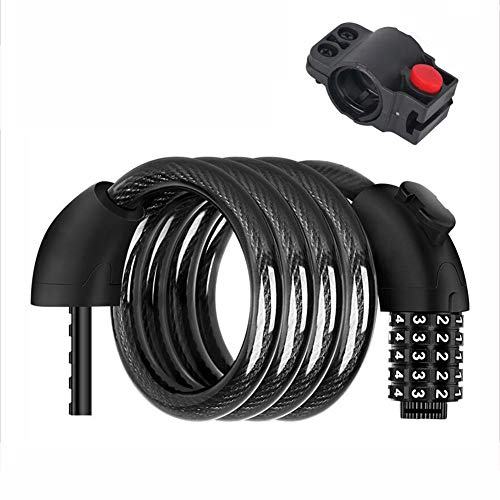 MUMA Bike Cable Lock, 5-Digit Resettable Combination Bicycle Chain Lock with Bracket for Bicycle, Mountain Bike, Scooter (Size : 125cm)