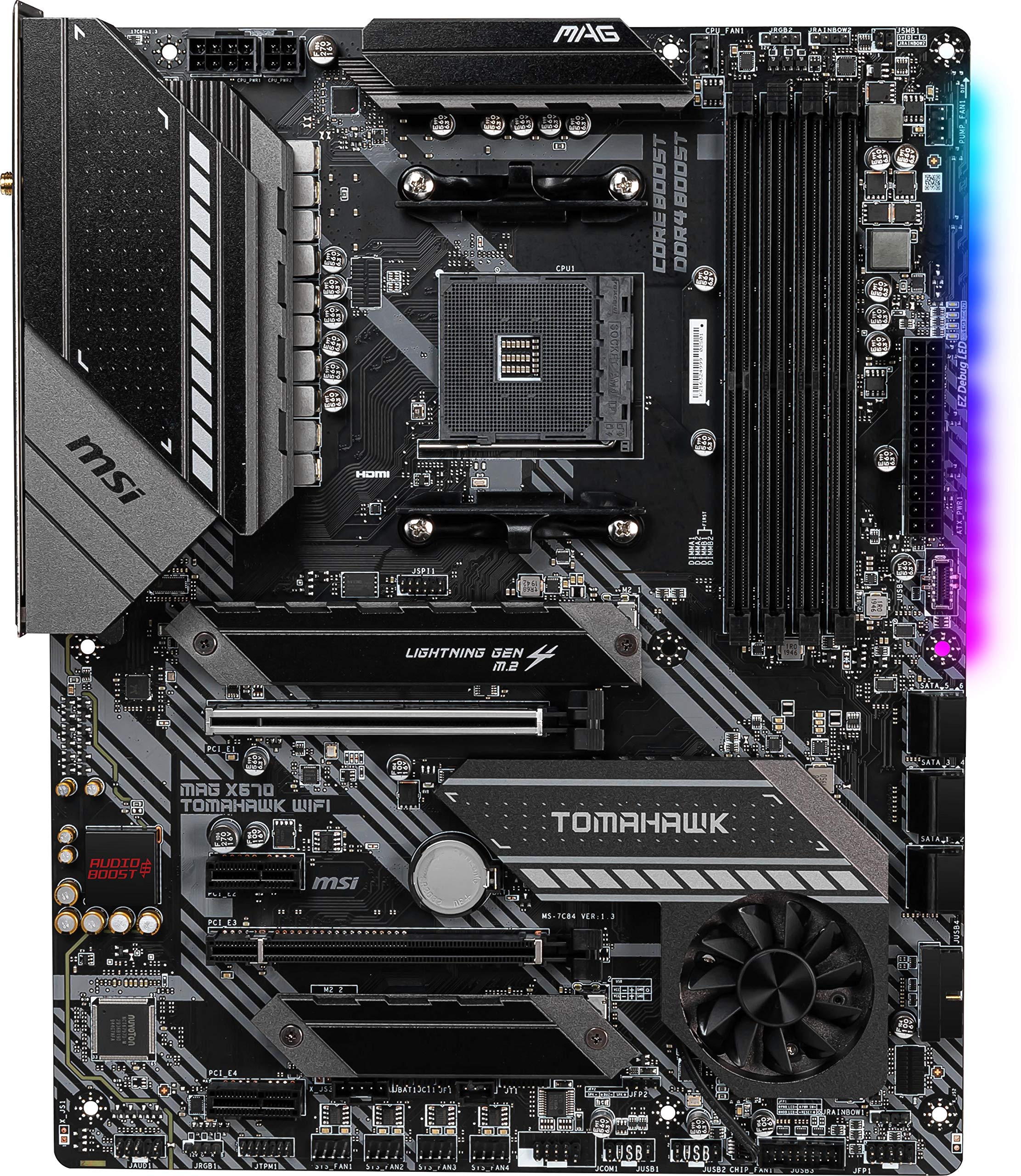 MSI MAG X570 TOMAHAWK WIFI Motherboard (AMD AM4, DDR4, PCIe 4.0, SATA 6Gb/s, M.2, USB 3.2 Gen 2, AC Wi-Fi 6, HDMI, ATX)