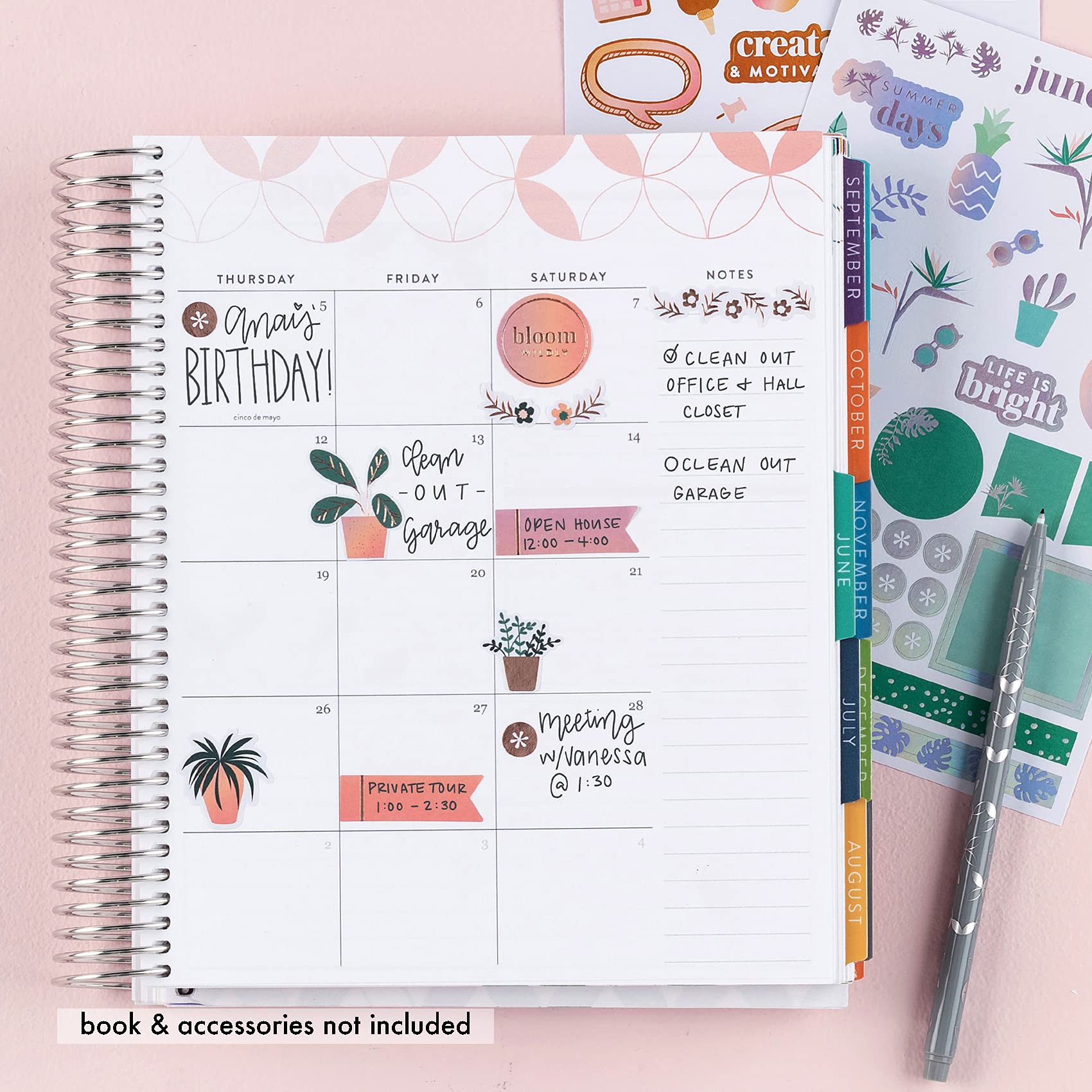 Monthly Sticker Book - Edition 7. 12 Mixed Metallic Sheets, 446 Stickers. Inspirational Saying, Monthly Motifs, Organizational Designs, and More. Planner and Notebook Sticker Pack by Erin Condren.
