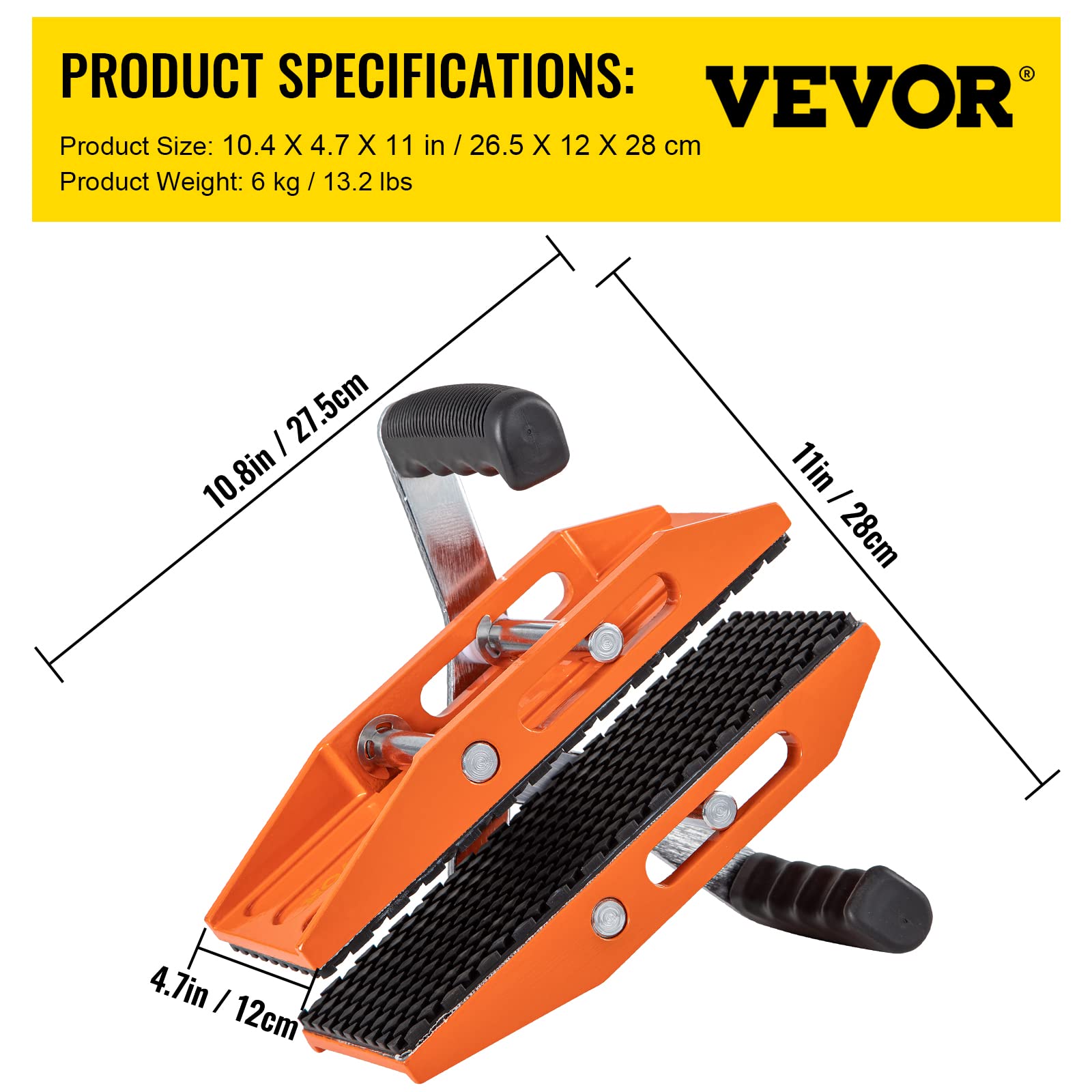 VEVOR 2 PCS Double Handed Stone Carrying Clamps, 2.36 inch (60mm) Granite Lifting Tools with Slip-proof Rubber Pads, 550 lbs Loading Capacity for Moving Marble, Glass, Slabs and Plywood