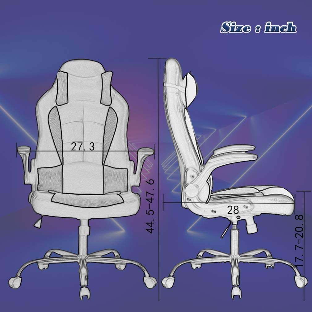 Meet perfect Gaming Chair Ergonomic Office Chair Desk Chair Leather Computer Chair Lumbar Support and Head Pillow Modern Executive Chair Adjustable Rolling Swivel Task Chair Home Office Chair, Red