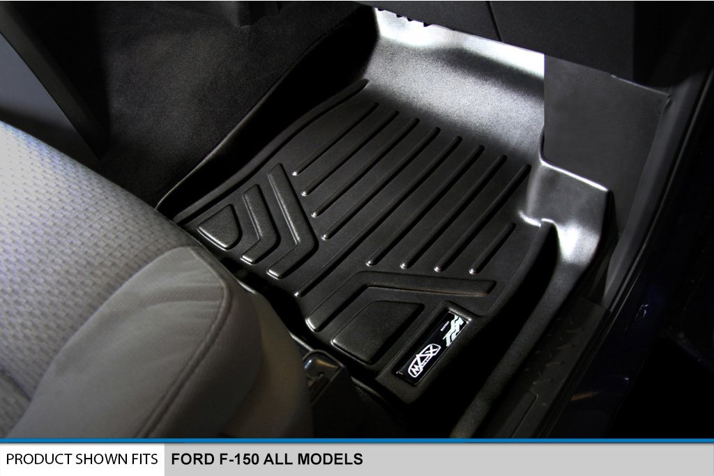 MAXLINER Custom Fit Floor Mats 2 Row Liner Set Black Compatible with 2009-2010 Ford F-150 SuperCrew Cab