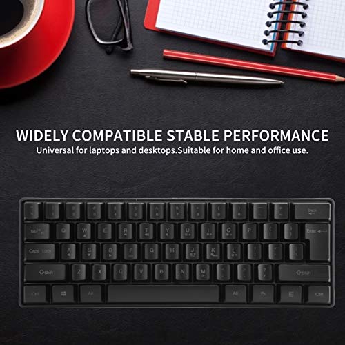 Yoidesu Universal Black RGB Backlight Wired Keyboard Support Plug and Play, Laptop Desktop Multi Function 61 Keys Gaming Keyboard, Suitable for Home and Office Use.
