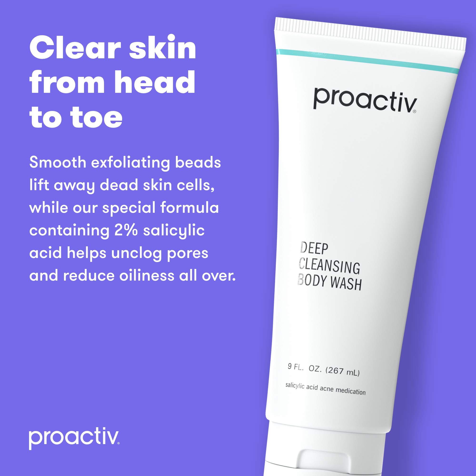 Proactiv Deep Cleansing Acne Body Wash - Medicated Salicylic Acid Cleanser And Exfoliating Body Wash - 9 oz.