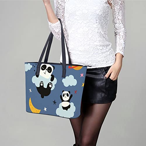 Womens Handbag Panda Patterns Leather Tote Bag Top Handle Satchel Bags For Lady