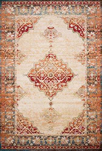 Loloi II Isadora Collection ISA-04 ANT. Ivory/Sunset, Transitional 8'-0" x 10'-0" Area Rug