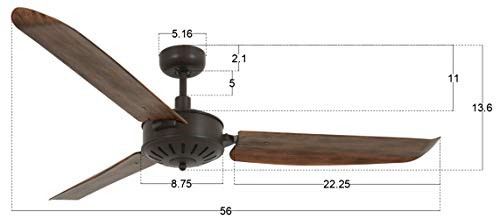 Lucci Air 21101701 Carolina Ceiling Fan 56 Inch, Oil Rubbed Bronze with Dark Koa Blades