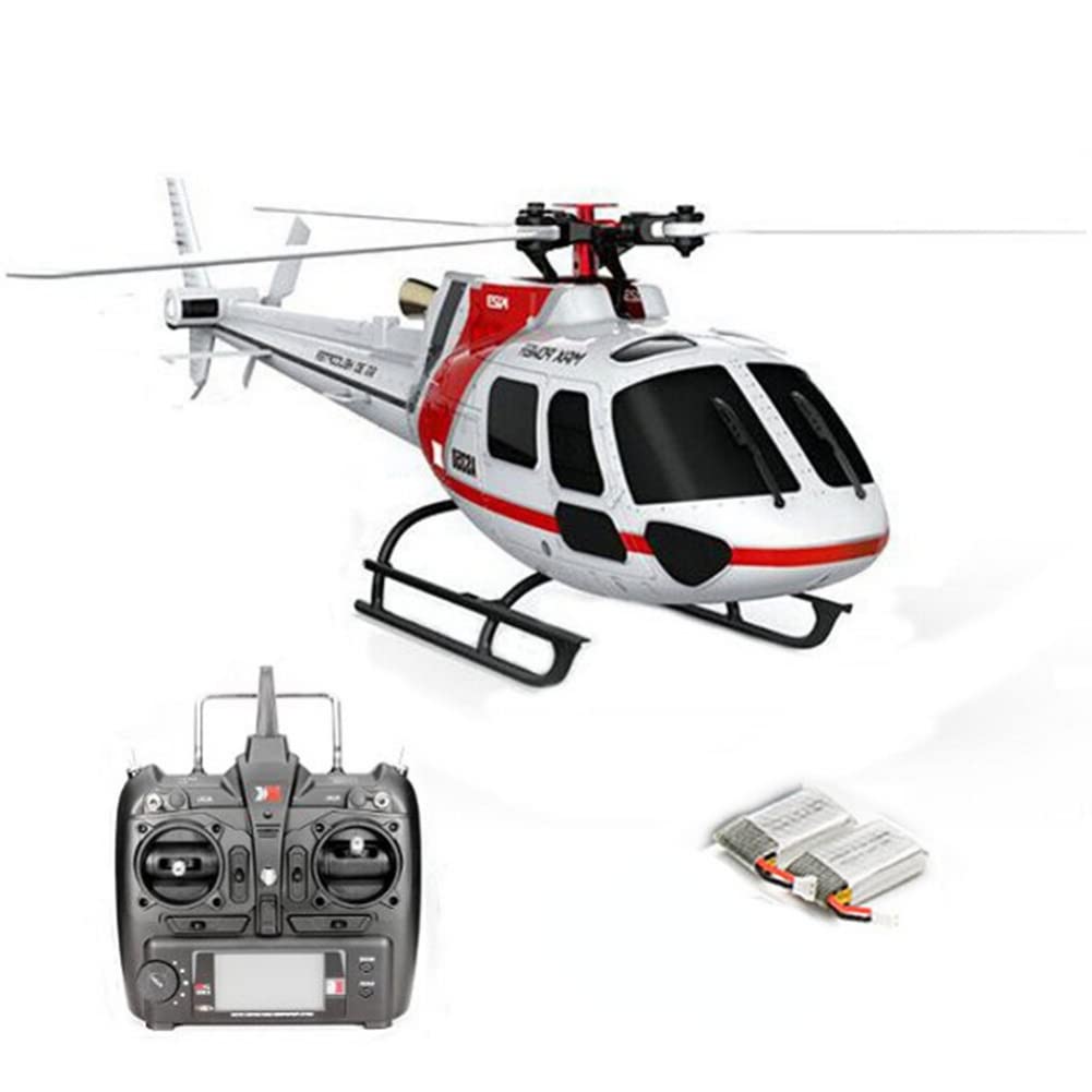 shultainoum WLtoys XK K123 6CH Brushless AS350 Scale RC Helicopter with 2 Batteries Perfect for 3D Flight and Aerobatics