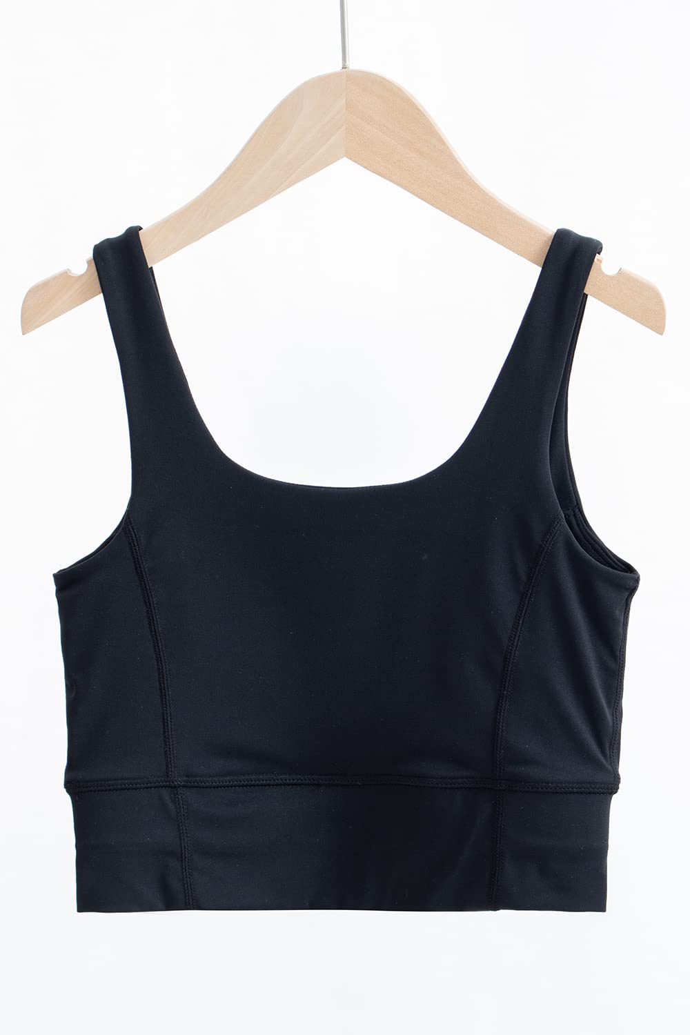 QINSEN Womens Strappy Sports Bras Removable Cups Stretch Padded Running Bras Black M