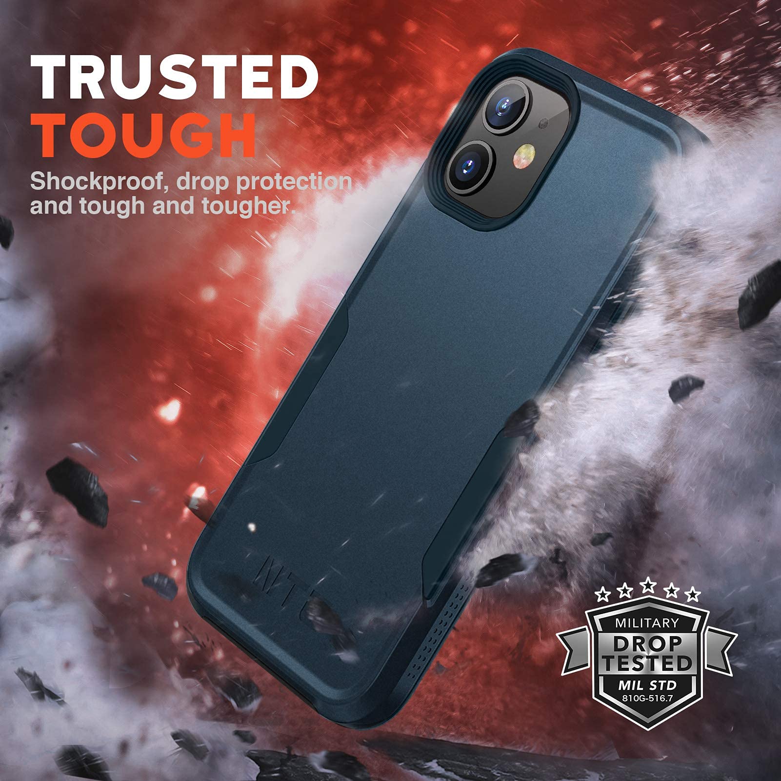 NTG Military Shockproof iPhone 12 Case [2 Layer Structure][Military Grade Anti-Drop] Hard Slim iPhone 12 Phone Case, Shockproof Protective Phone Case for iPhone 12 (6.1 inch), Blue