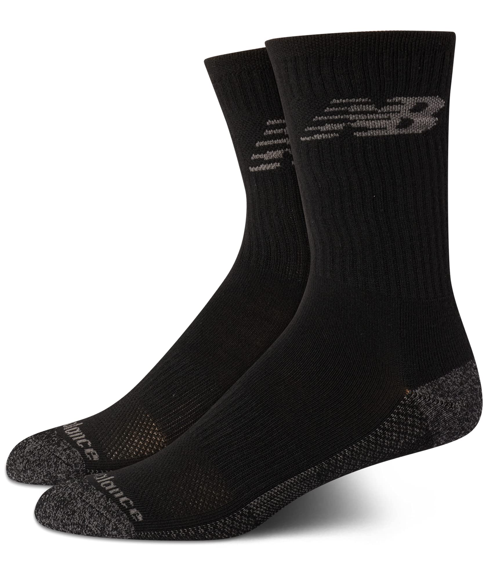 New Balance Men's Athletic Cushion Comfort Crew Socks with Cooling Technology (2 Pack), (Black, Large: Mens Shoe Size 8.5-12.5)