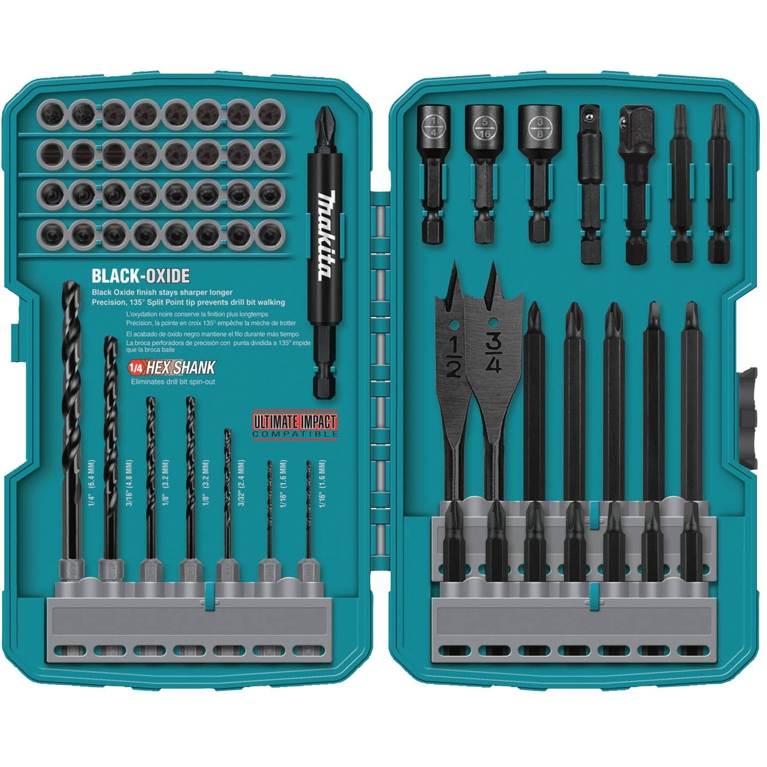 Makita CT232 12V max CXT® Lithium-Ion Cordless 2-Pc. Combo Kit (1.5Ah) & T-01725 Contractor-Grade Bit Set, 70-Pc.