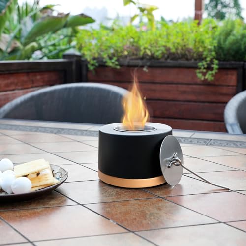 MCleanPin Tabletop Fire Pit,Smokeless Firepit,Smores Firepit Table Top,Mini Fireplace, Indoor Outdoor Patio Decor, Portable Campfire,Small Table Top Firepit Bowl, Table Top Decor,Fall Gifts (Black)