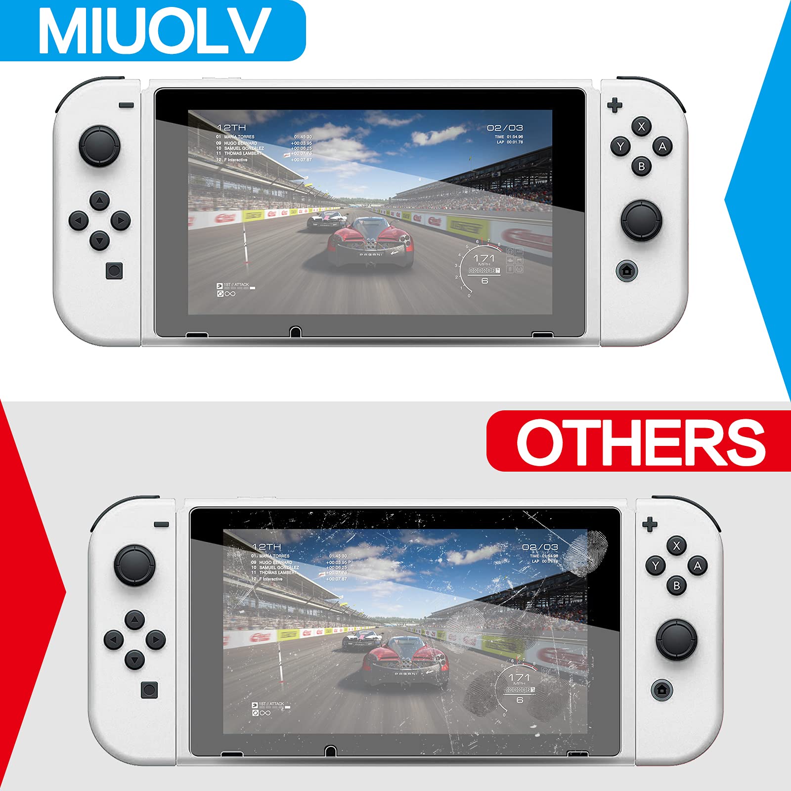 Nintendo Switch OLED Screen Protector 4 Pack, 9H Tempered Glass Screen Protector Compatible with Nintendo Switch OLED, Transparent HD Clear Anti-Scratch Bubble Free, Clear