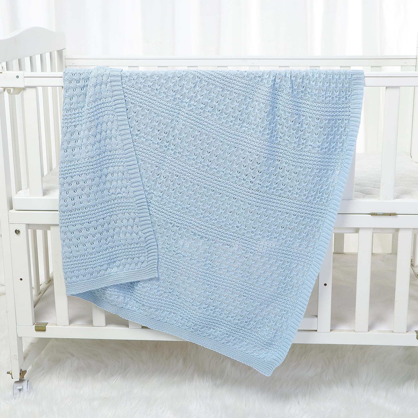 mimixiong 100% Pure Cotton Extra Soft Cellular Baby Blankets for Newborn Baby Size 30 x 40 inches Beige