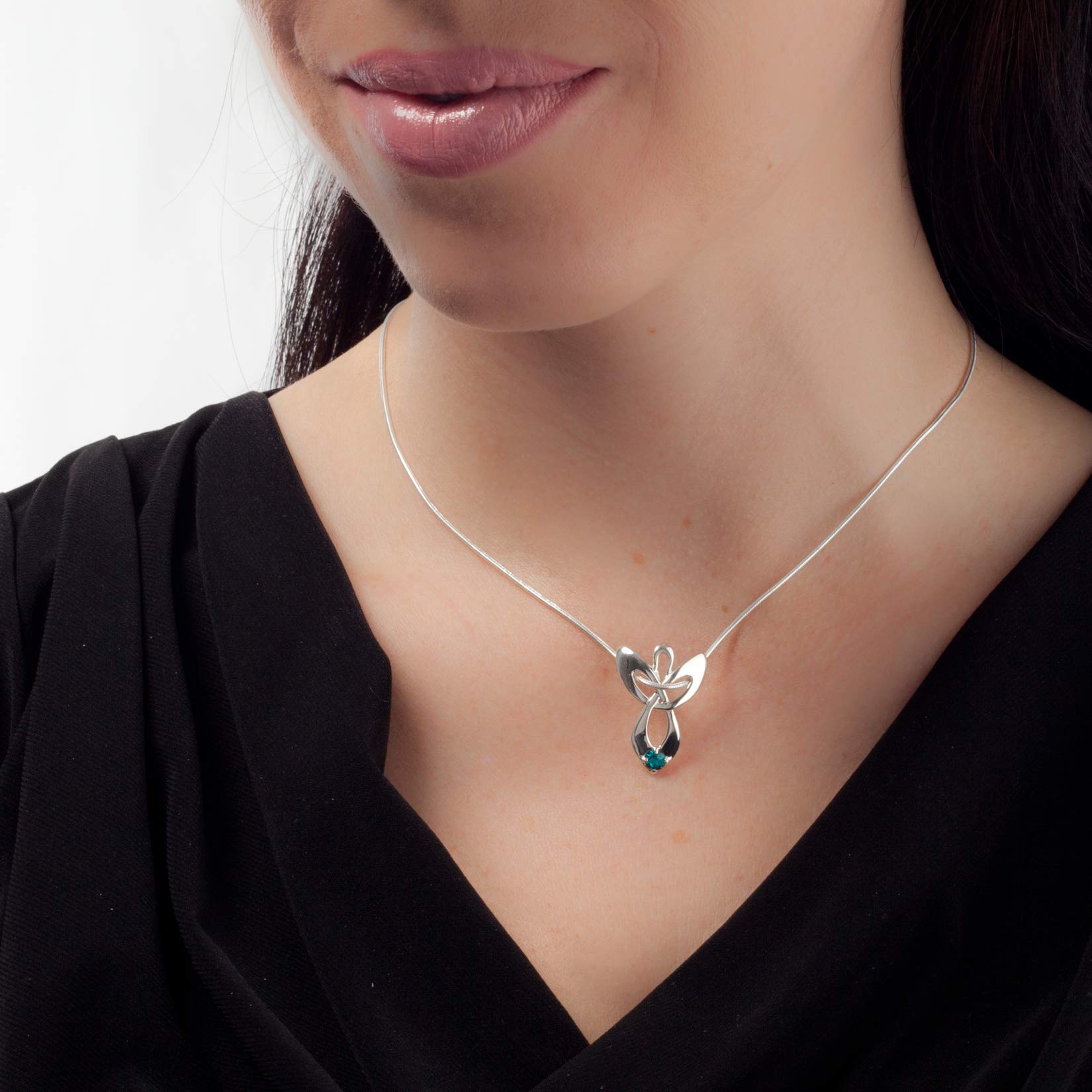 Loving Family Sterling Silver June Crystal Guardian Angel Necklace - 16" Long
