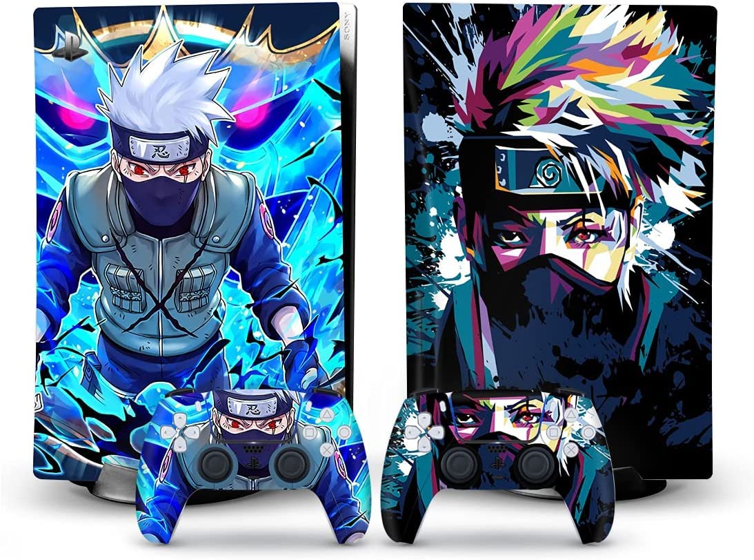 Toxxos PS5 Skin - Disc Edition Anime Console and Controller Accessories Cover Skins PS5 Controller Skin Gift ps5 Skins for Console Full Set Blue PS5 Skin