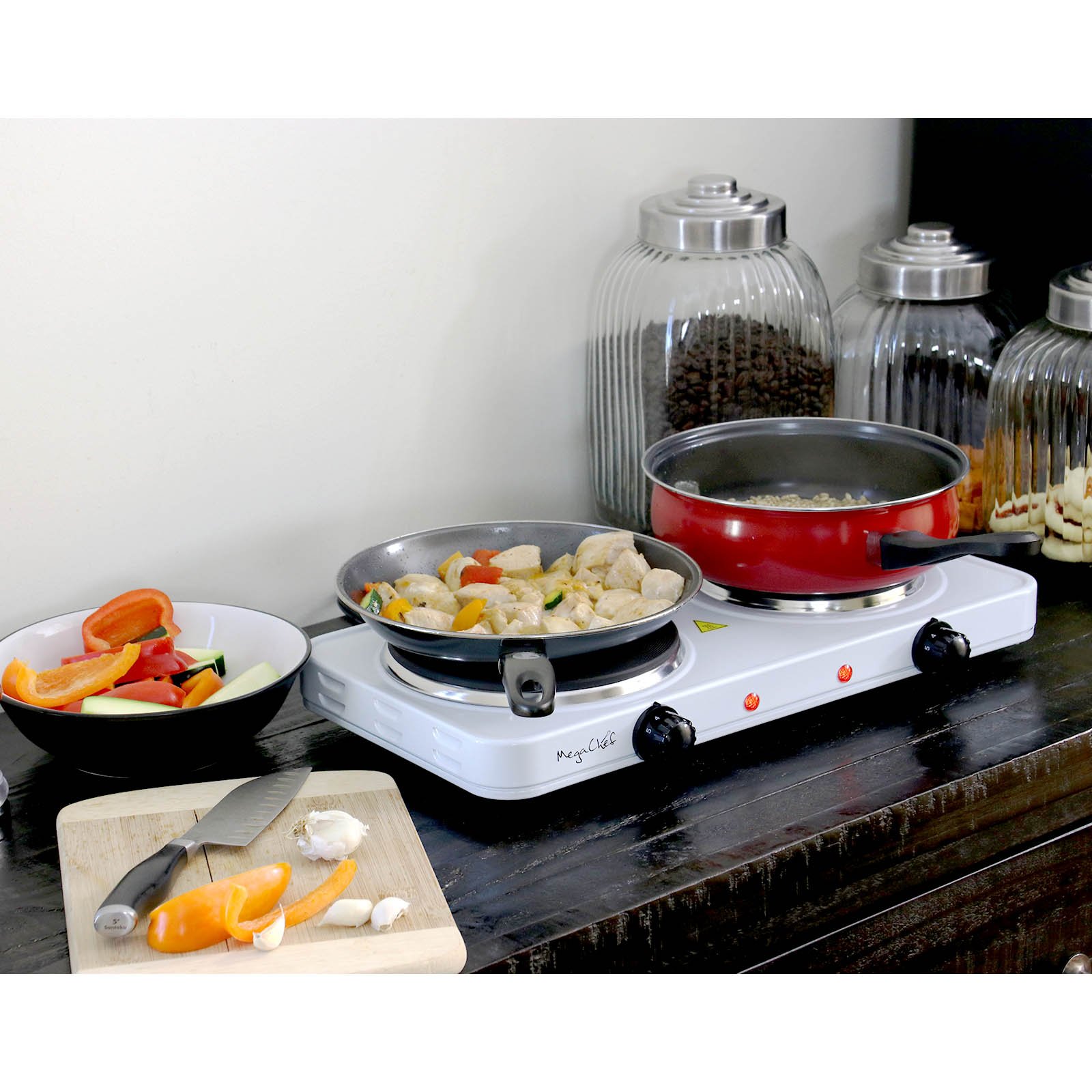 MegaChef Portable Easy Clean Dual Electric Cooktop Countertop Burner Stove