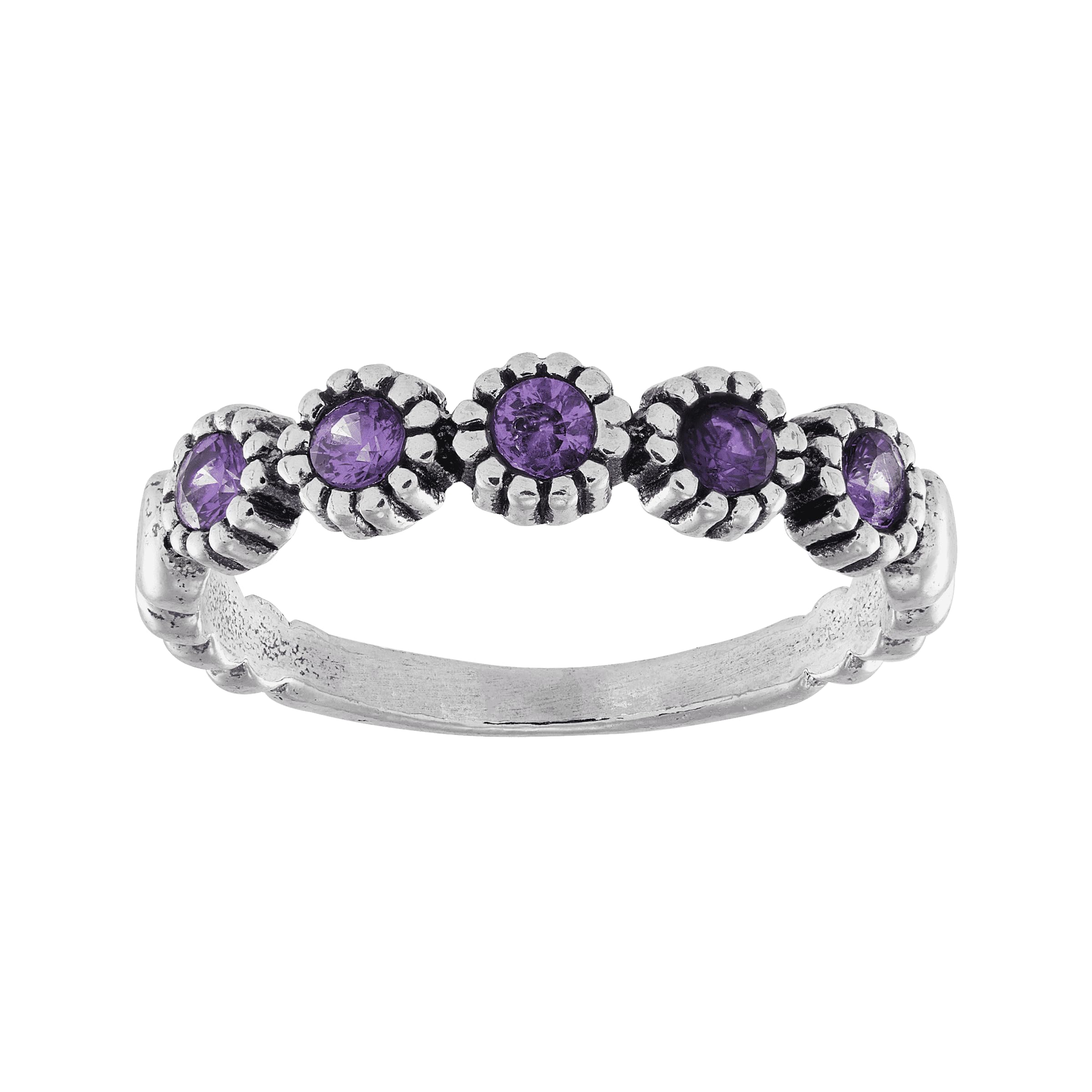 Silpada 'Purple Blossoms' Cubic Zirconia Ring in Sterling Silver, Size 11, Size 11