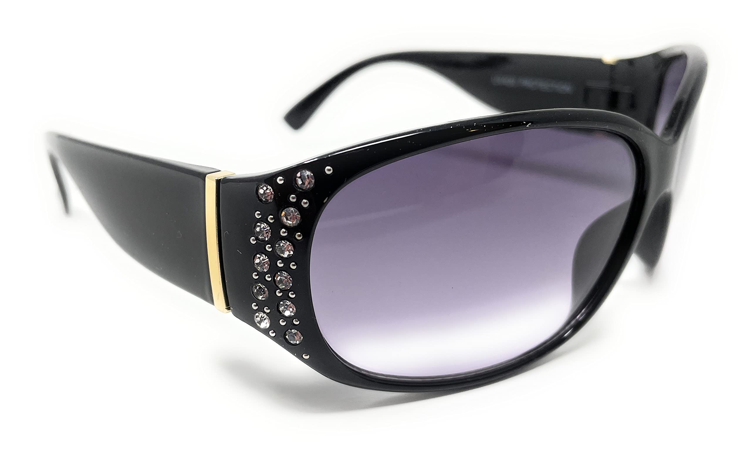My Shades - Women's Sunglasses Designer Inspired Fashion Rhinestone Style Embellishments Wrap Around (Black, Gradient Smoke)