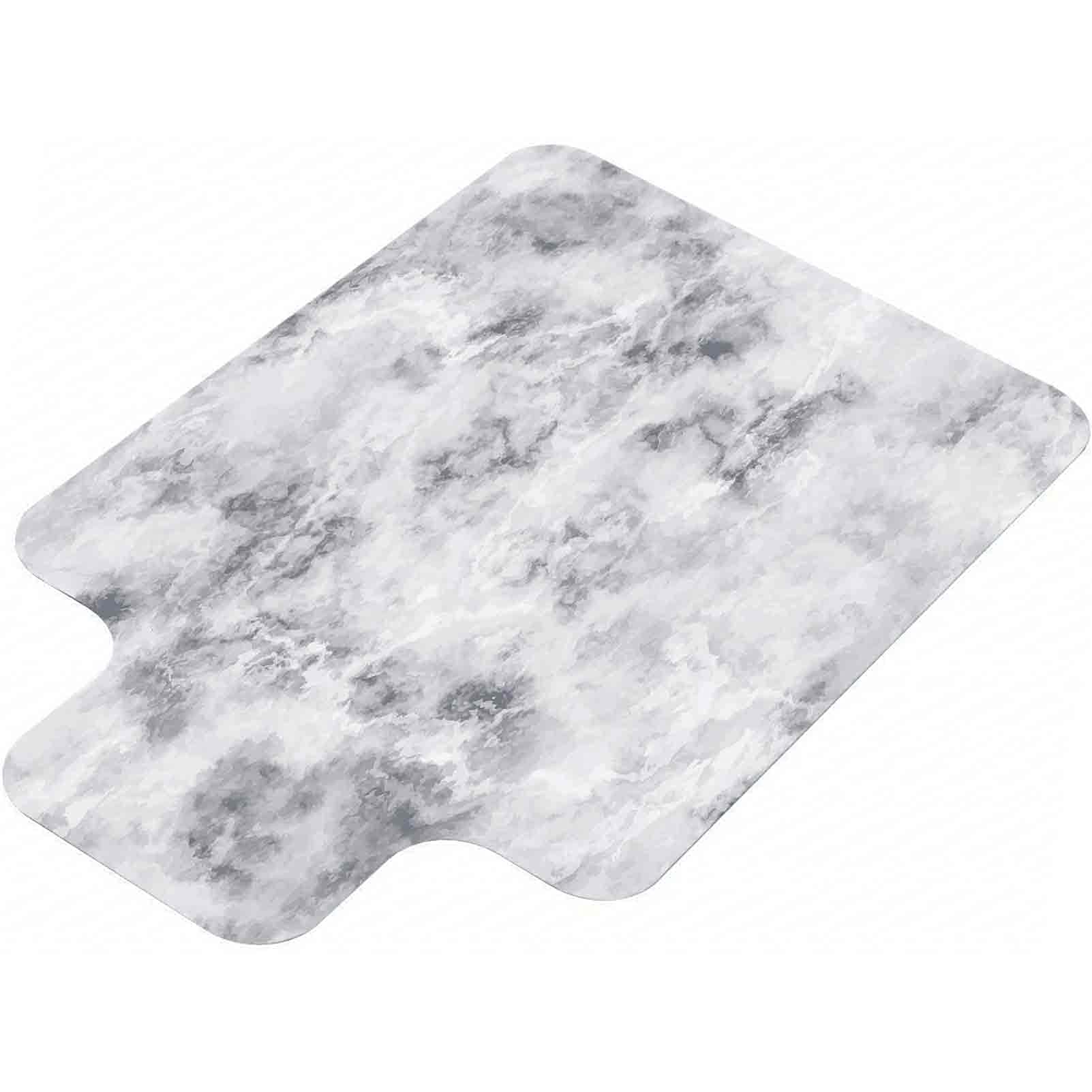 Marble Office Chair Mat, Granite Surface Pattern with Stormy Details Natural Mineral Formation Print, 36" x 48" with Lip Office Chair Mat for Hardwood Floor, Light Grey Dust