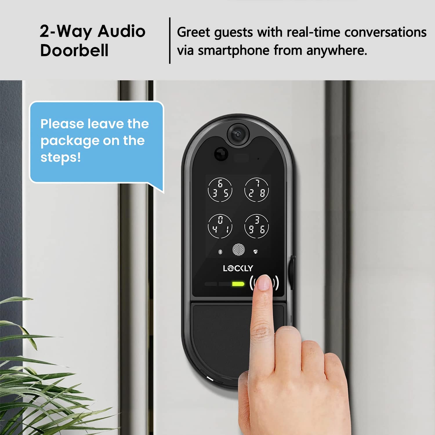Lockly Secure Pro Wi-Fi Smart Lock Keyless Entry Door Lock Satin Nickel and Lockly Vision Video Doorbell Camera Smart Lock Venetian Bronze