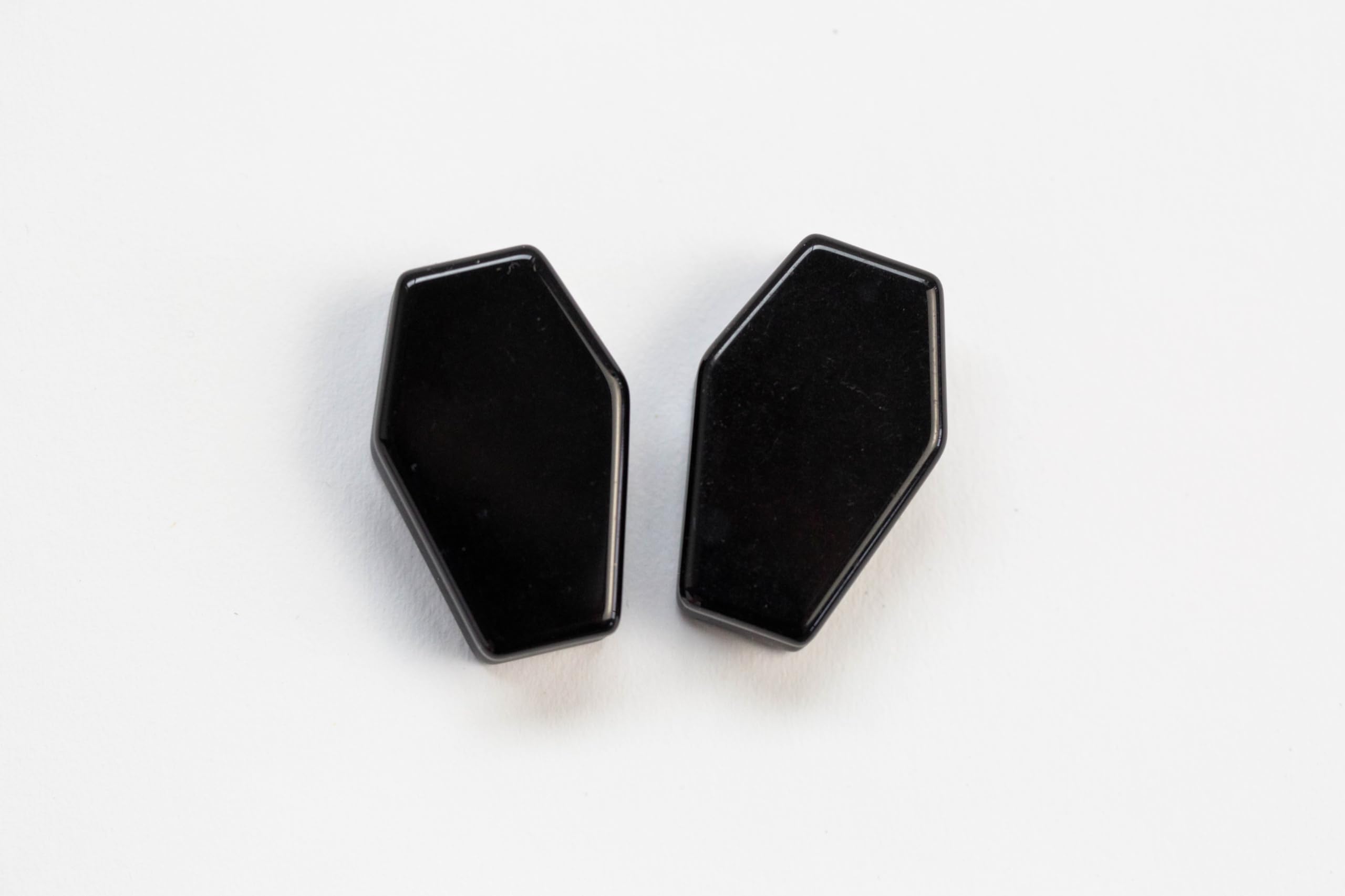 Pierced Owl Natural Obsidian Stone Black Coffin Shaped Double Flared Plug Gauges, Sold as a Pair (25mm (1"))