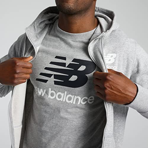 New Balance Men's NB Essentials Stacked Logo Short Sleeve, Athletic Grey , Large