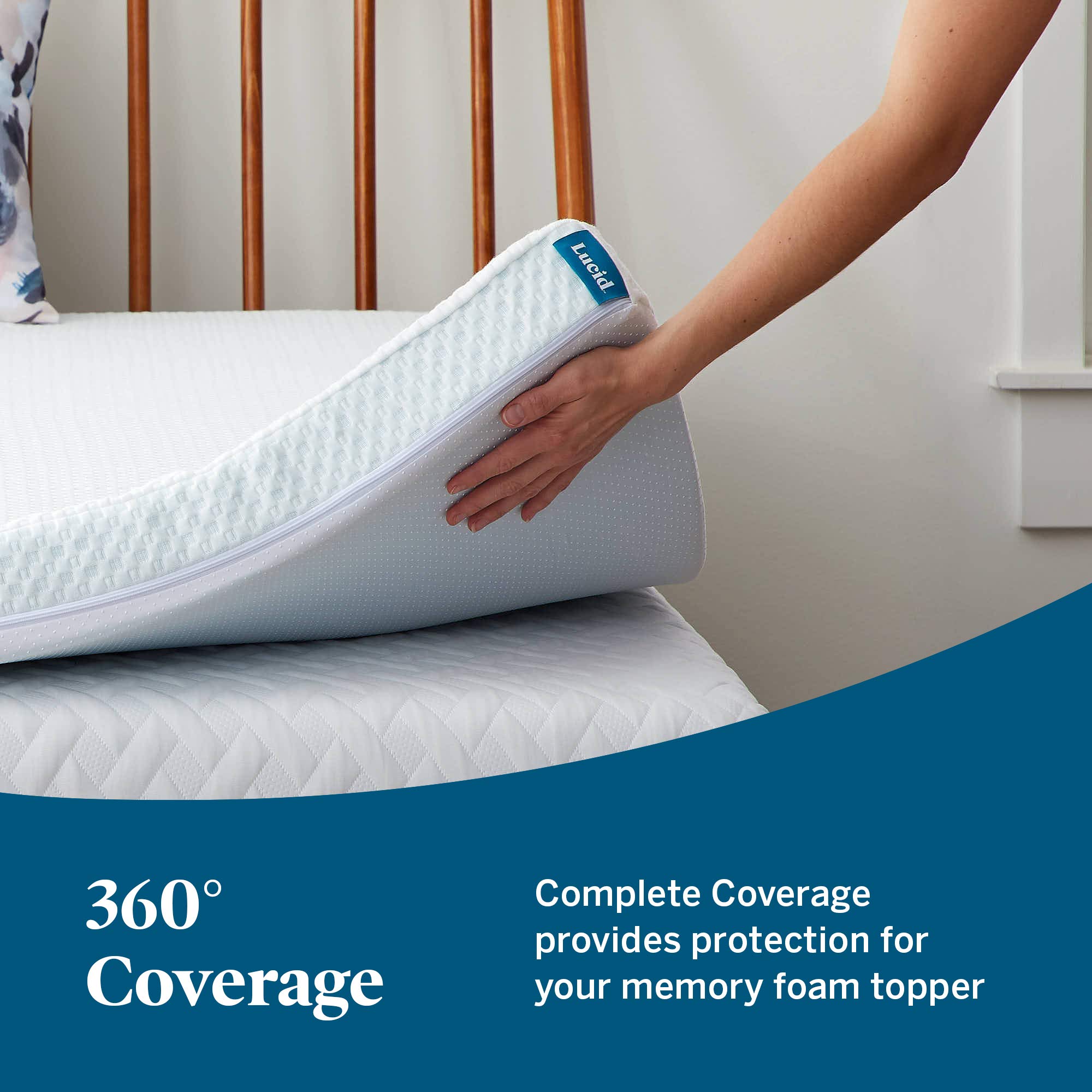 LUCID 4 Inch Ventilated Memory Foam Mattress Topper, Twin XL Size, Dorm Room Essentials