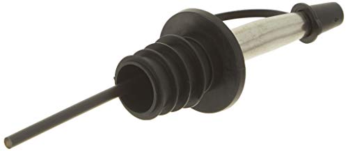 Tablecraft Stainless Steel Pourers with black Tethered Cap, (2 Pack), Silver