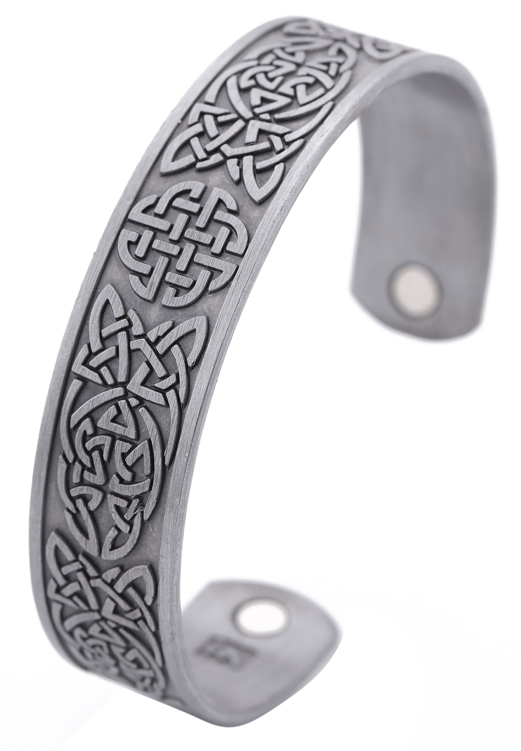 My Shape Classic Irish Celtic Knot Bracelet Antique Celtic Knot Cuff Bangle Irish Pattern Jewelry (Antique Silver)
