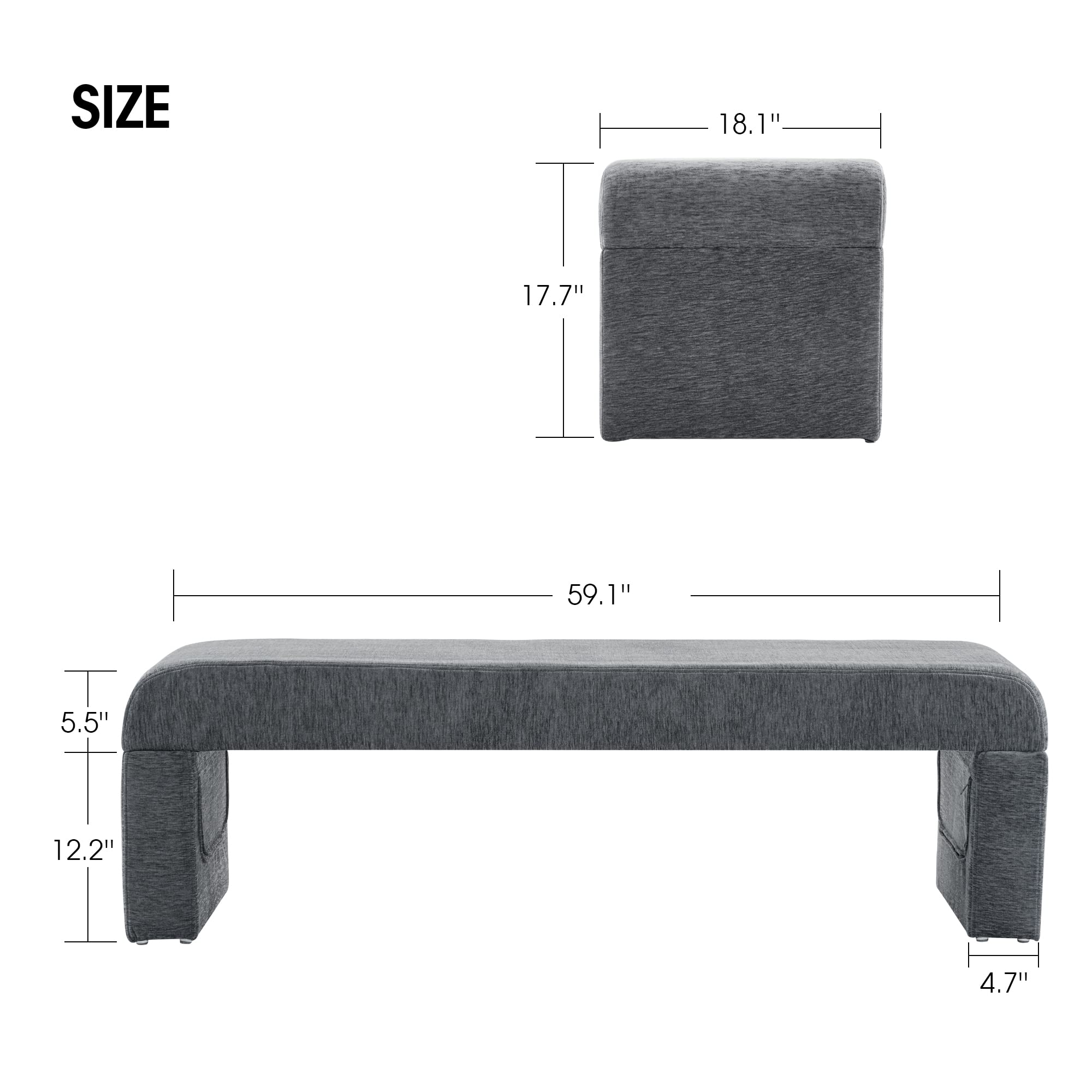 MCombo Ottoman Bench, Chenille Fabric Upholstered Footrest Stools, End of Bed Bench for Bedroom Living Room W439 (Yellow)
