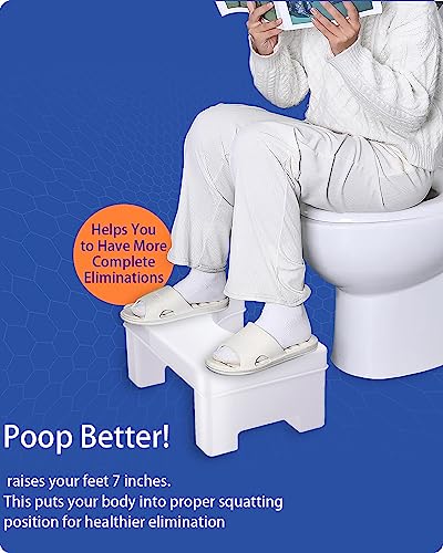 Toilet Stool, Detachable Toilet Potty Step Stool for Adults and Kids,7"Tall Heavy Duty Plastic Portable Squatting Poop Foot Stool , Bathroom Non-Slip Toilet Assistance Step Stool - Modern Sleek Design