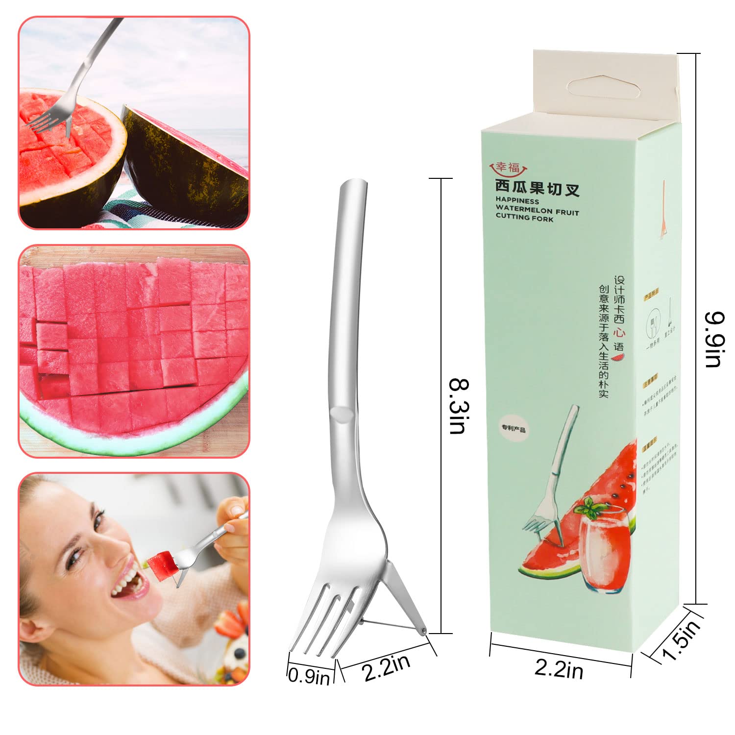 Watermelon Fork Slicer Cutter,2-in-1 Watermelon Fork Slicer, Watermelon Slicer Fork Stainless Steel Cutter, Watermelon Cutting Fork Watermelon Cutter Fork for Home (1pcs)