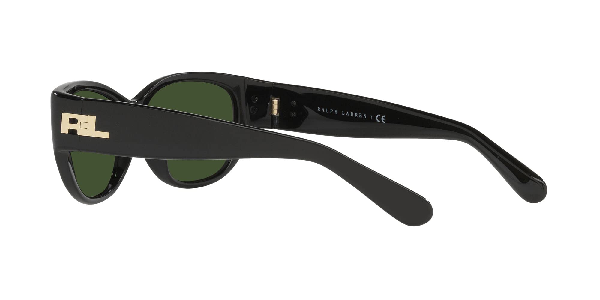 Ralph by Ralph Lauren Women's RL8193 Square Sunglasses, Shiny Black/Bottle Green, 56 mm
