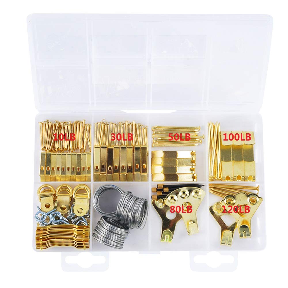 LOCONHA Picture Hanging Kit Includes Hooks, Nails, Sawtooth Hangers, Frames,and Picture Hanging Wire 246pcs
