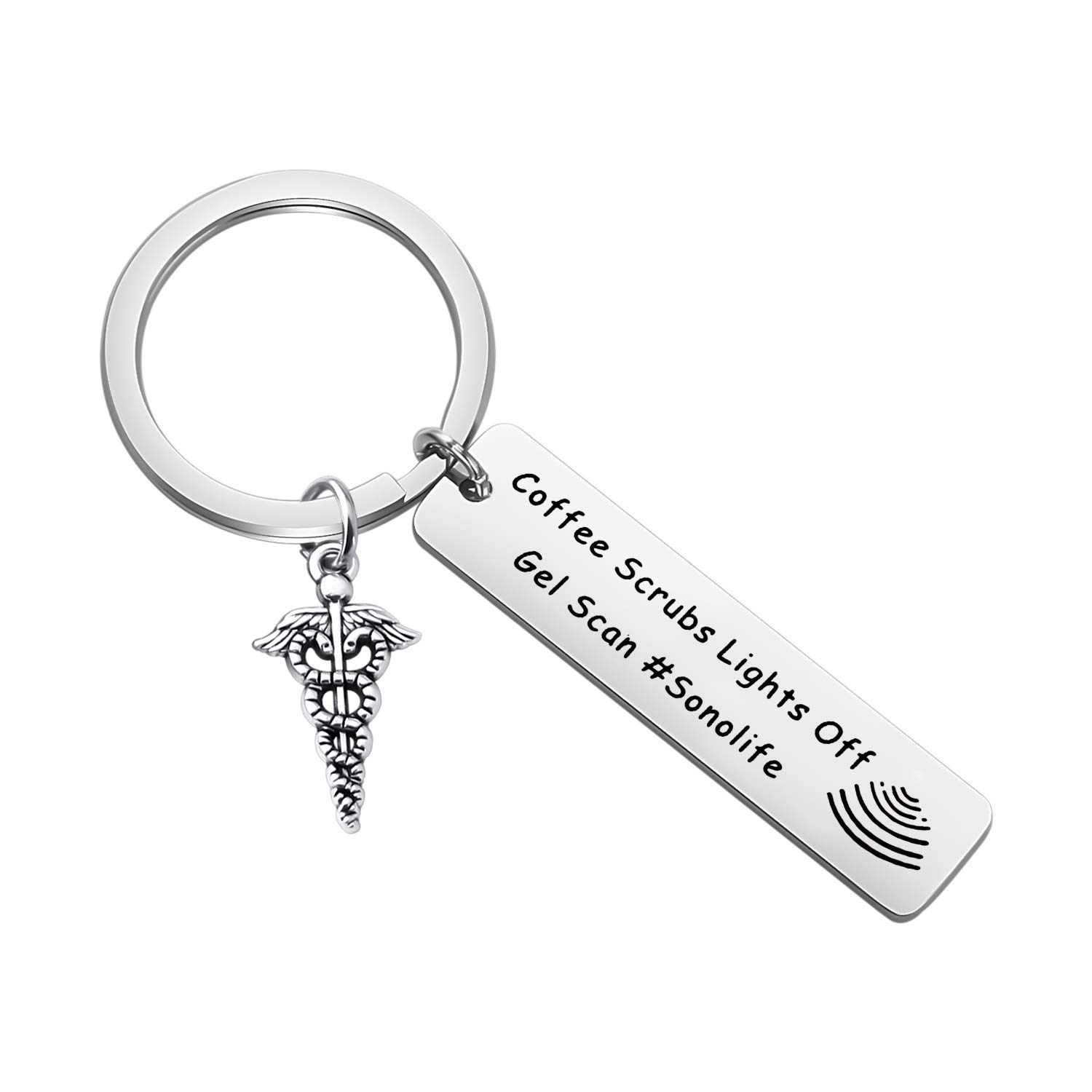 POTIY Sonographer Gift Sonographer Keychain Radiologist Keychian Coffee Scrubs Lights Off Gel Scan Keychain Radiology Technologist Gift for Medical Sonographer (Sonographer Keychain)