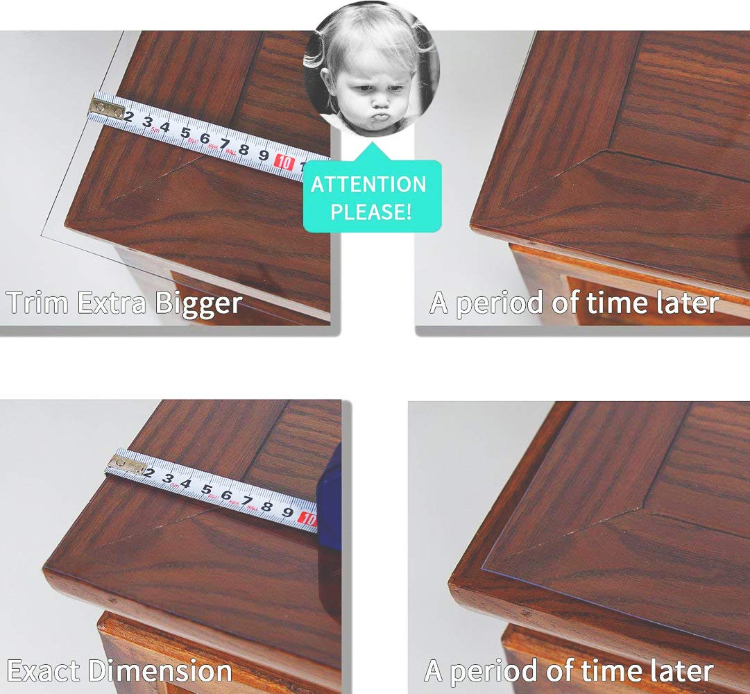 NECAUX Custom Multisize 1.5mm Thick Clear PVC Table Cover Protector - 48 x 60 Inch 5 Foot Waterproof Large Wood Furniture Office Desk Protective Plastic Dining Coffee End Tabletop Pad