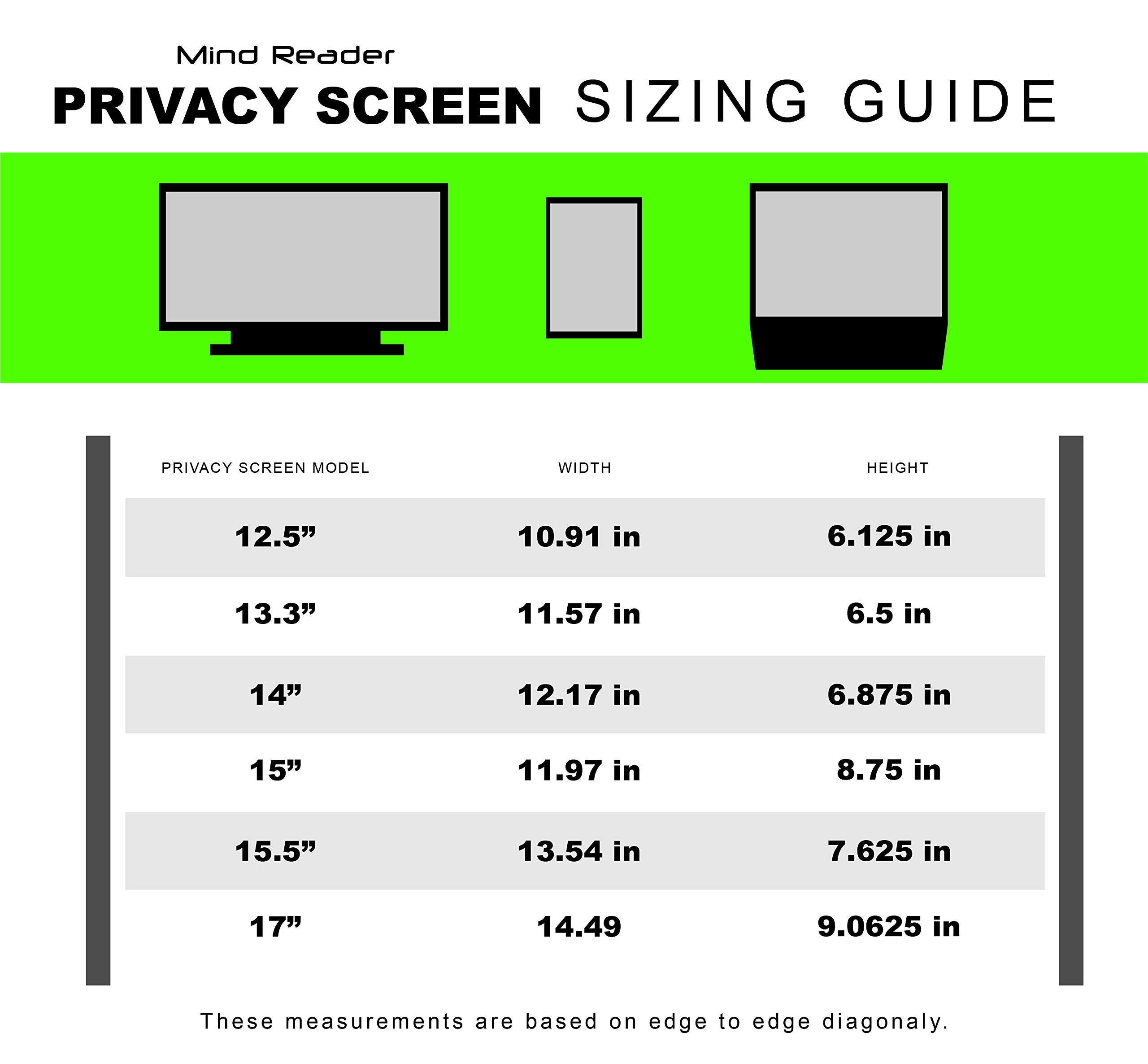 Mind Reader Laptop and Tablet Filter, Privacy Protector, Anti Glare Screen, 14 in, Black