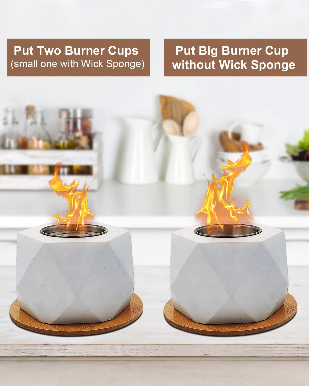 TOLOYE Tabletop Fire Pit, Portable Table Top Fire Pit Bowl Cement Alcohol Tabletop Fireplace for Indoor Outdoor S'Mores Maker Mini Fire Pit Smokeless Rubbing Burner Fire Bowl Gray